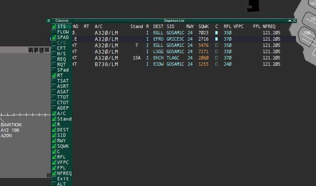 Departure list callsign greyed out - Controller Software - VATSIM Forum