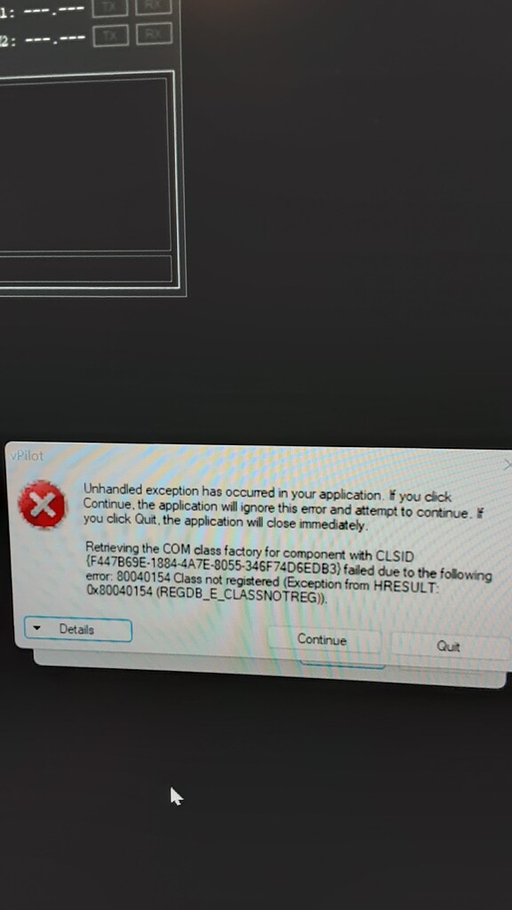 V pilot error on loading - Pilot Software - VATSIM Forum